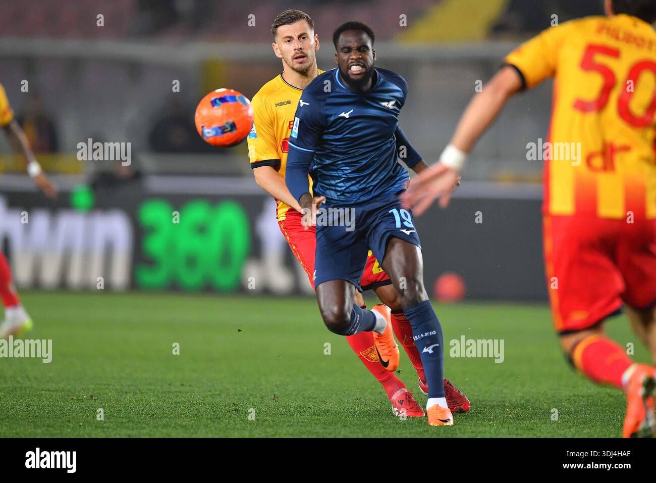 Lecce's defensive midfielder Ylber Ramadani (20) and Lazio's striker ...