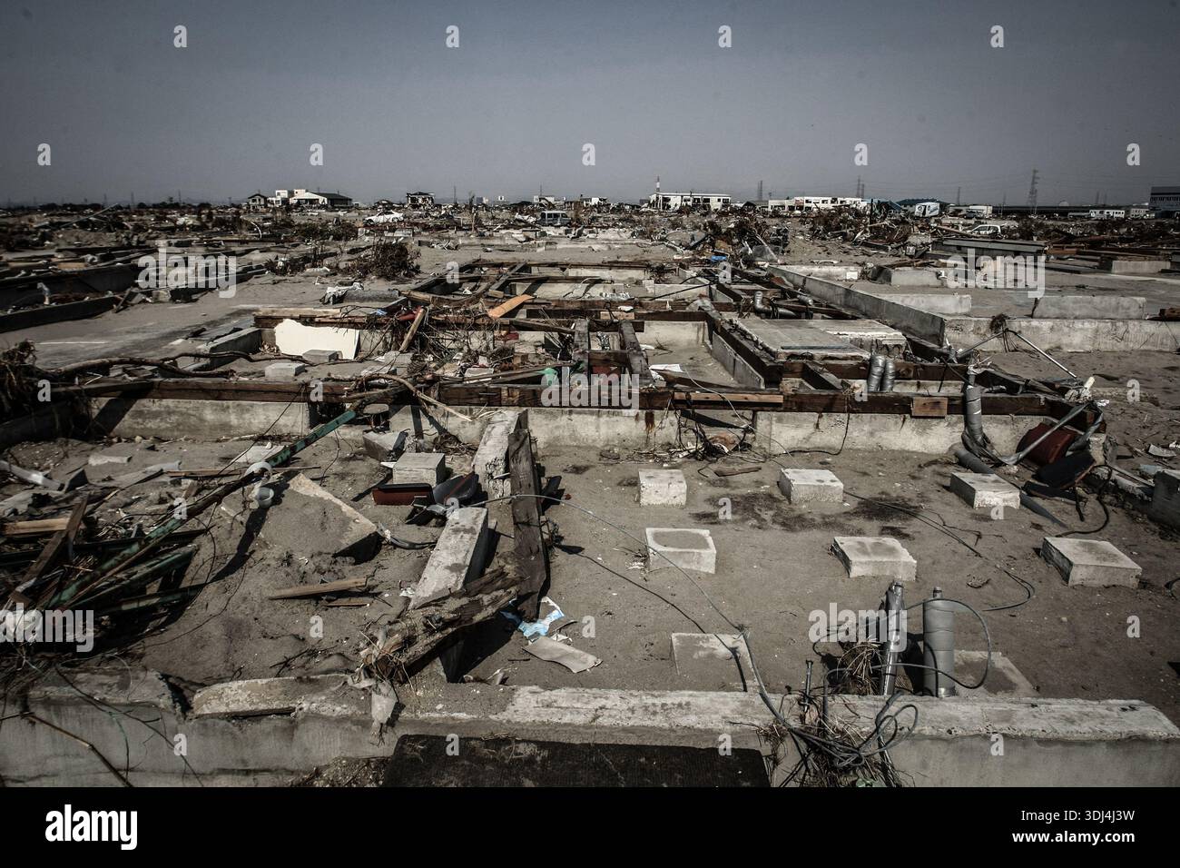 A view of the devastated city of Ishinomaki on April 15, 2011 following ...