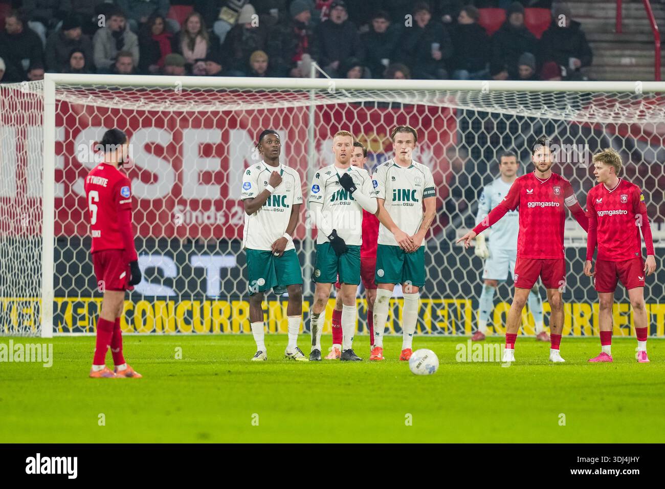Enschede - Chris-kevin Nadje of Excelsior Rotterdam, Mike van Duinen of ...