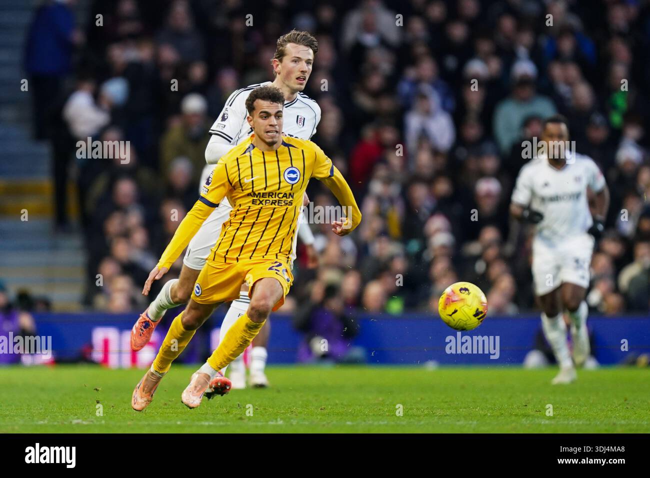 Yasin Ayari of Brighton & Hove Albion under pressure from Sander Berge ...