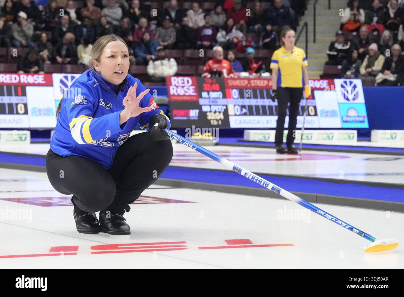 Alberta-Sturmay's skip Selena Sturmay guides her stone during her team ...