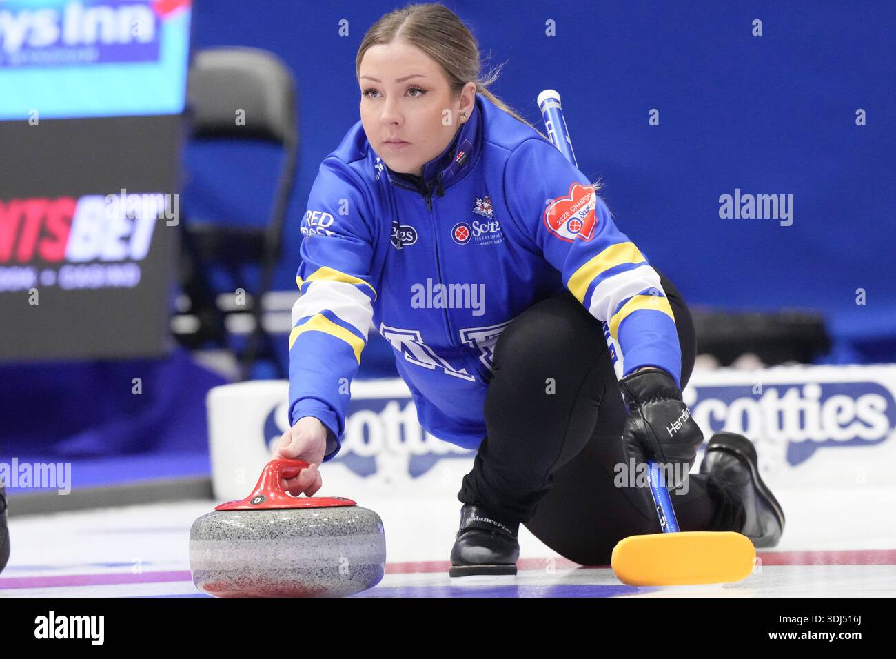 Alberta-Sturmay's skip Selena Sturmay throws a stone during her team's ...