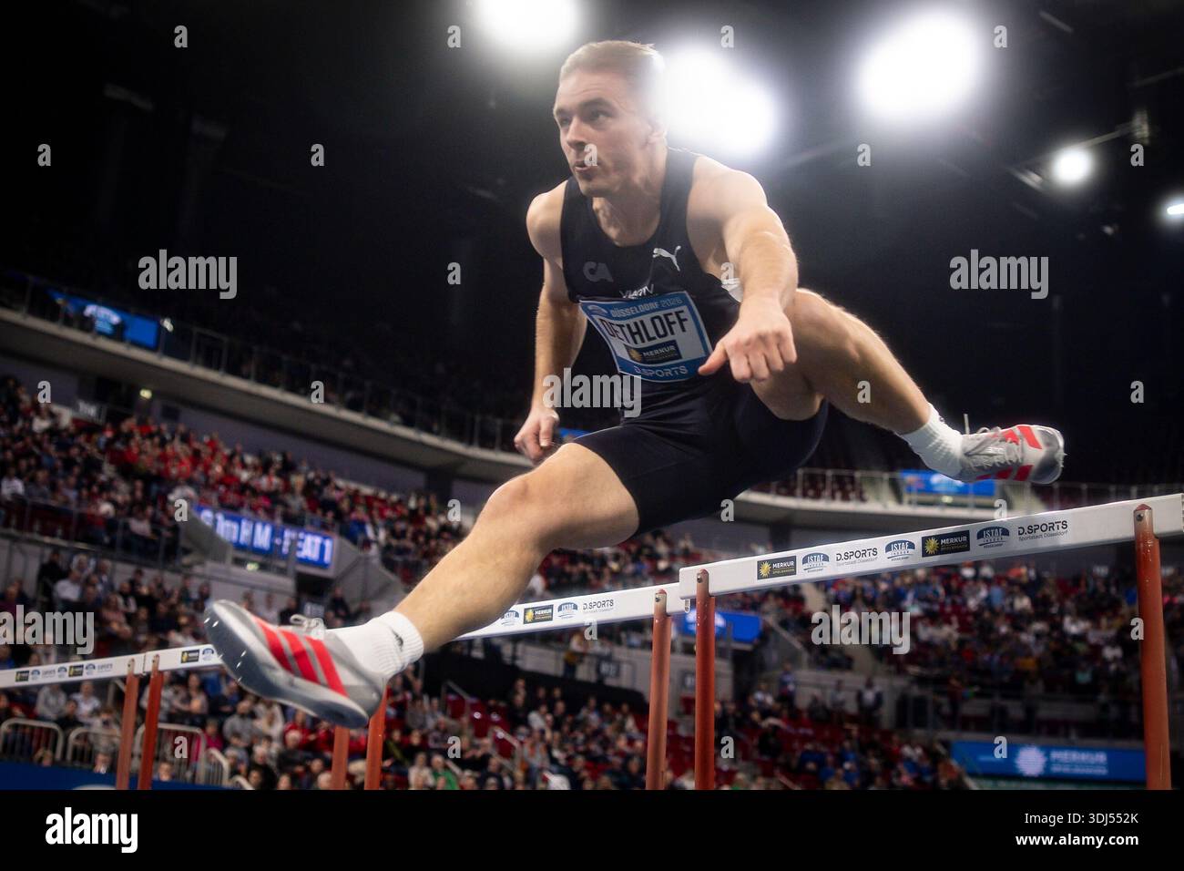 DUESSELDORF, GERMANY - JANUARY 24: Hurdler Timon Dethloff (GER ...