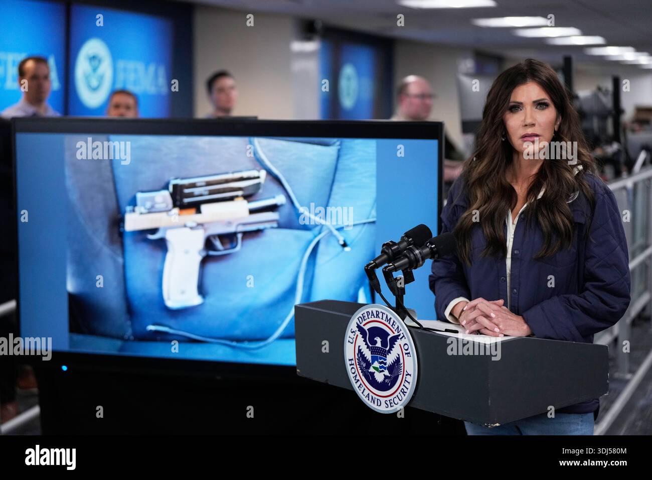 Homeland Security Secretary Kristi Noem speaks during a news conference ...