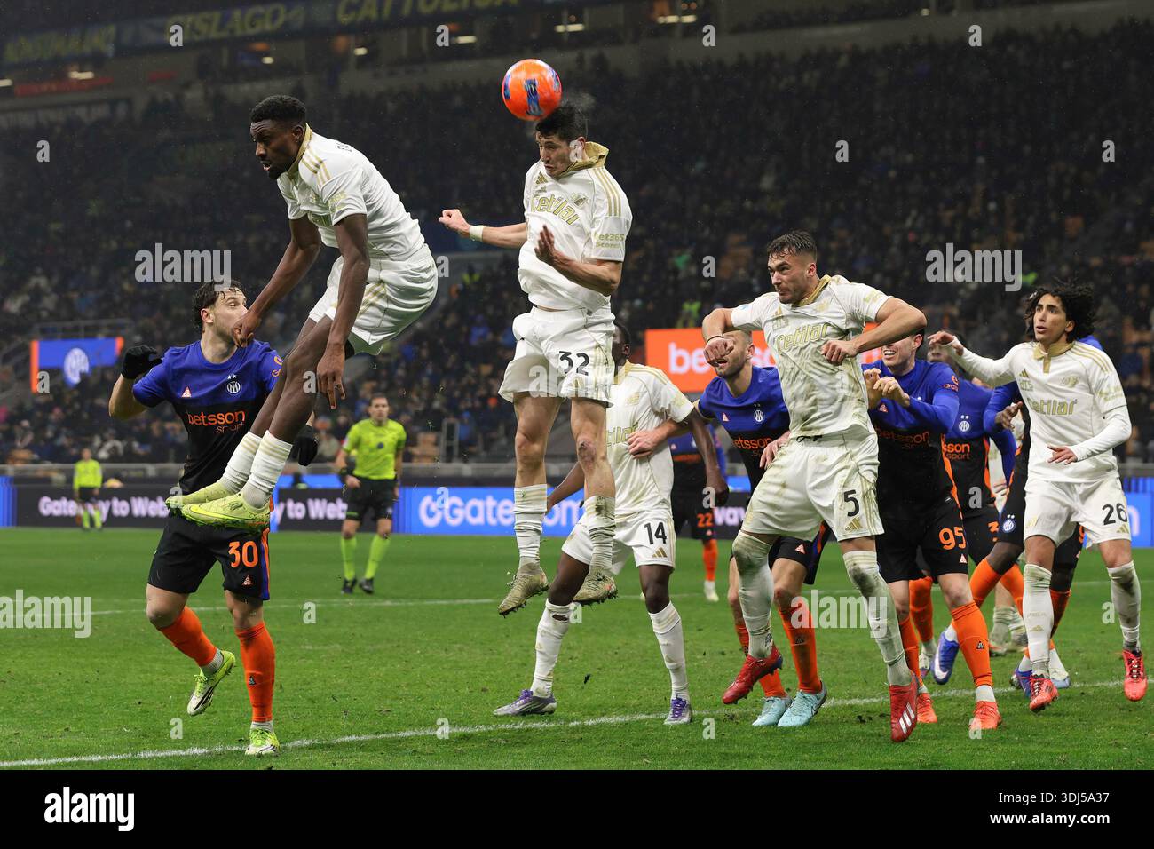Italy, Milan, 2026 01 23: Stefano Moreo (Pisa SC) goes up for head shot ...