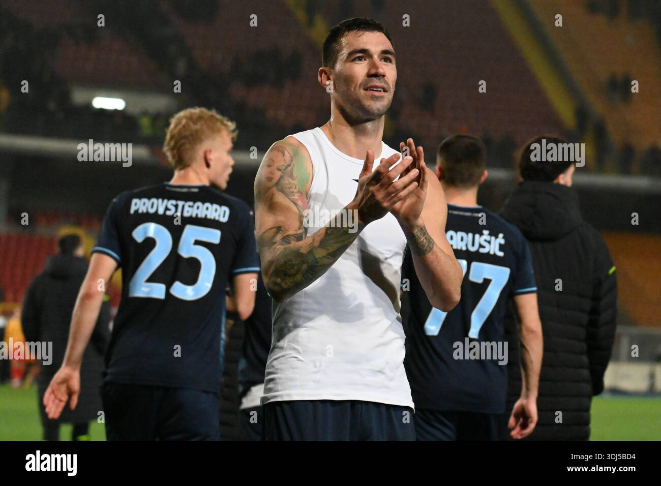 Alessio Romagnoli (SS Lazio) under the away fans at the end of the ...