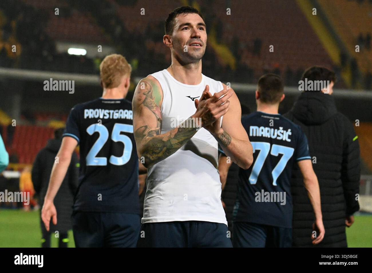 Alessio Romagnoli (SS Lazio) under the away fans at the end of the ...