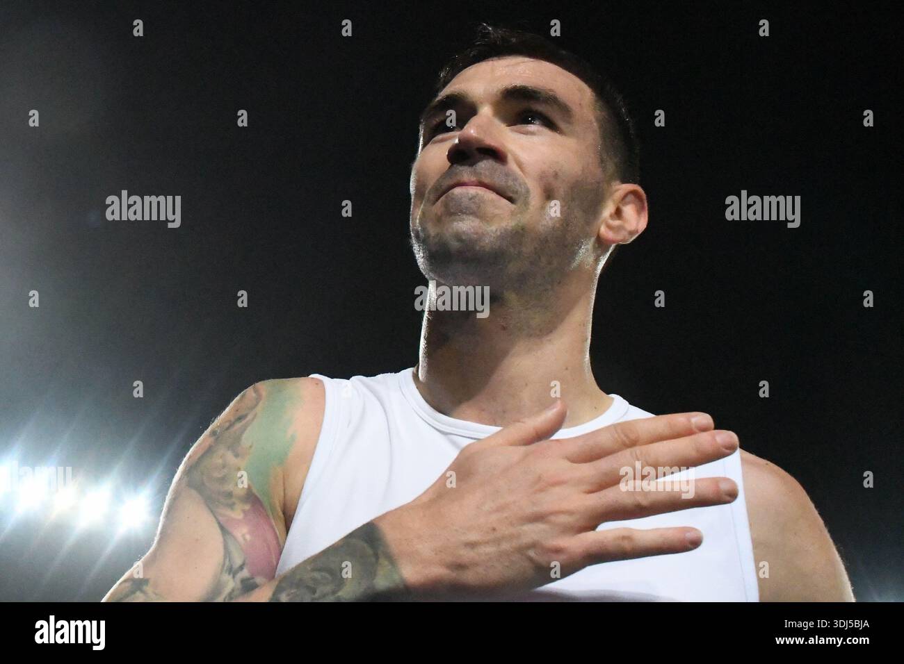 Alessio Romagnoli (SS Lazio) under the away fans at the end of the ...