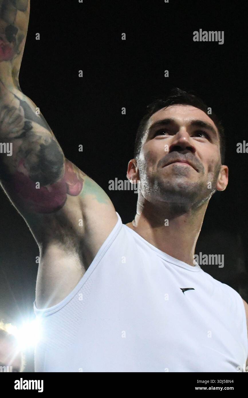 Alessio Romagnoli (SS Lazio) under the away fans at the end of the ...