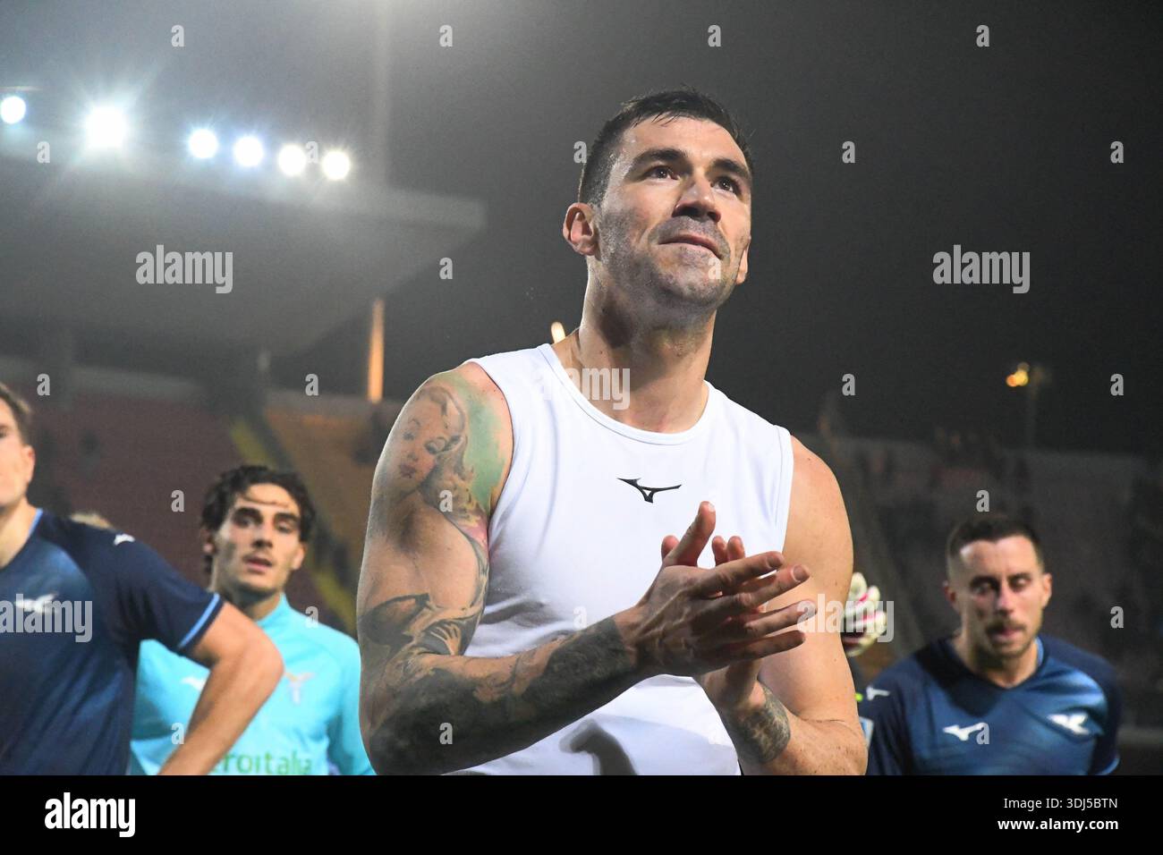 Alessio Romagnoli (SS Lazio) under the away fans at the end of the ...