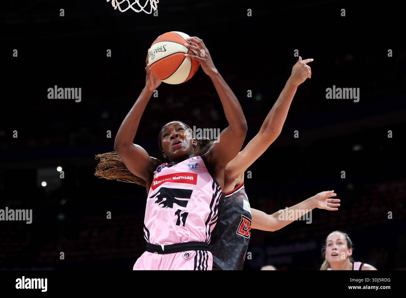 Agnes Emma-Nnopu of the Flames wins the rebound during the WNBL Round ...