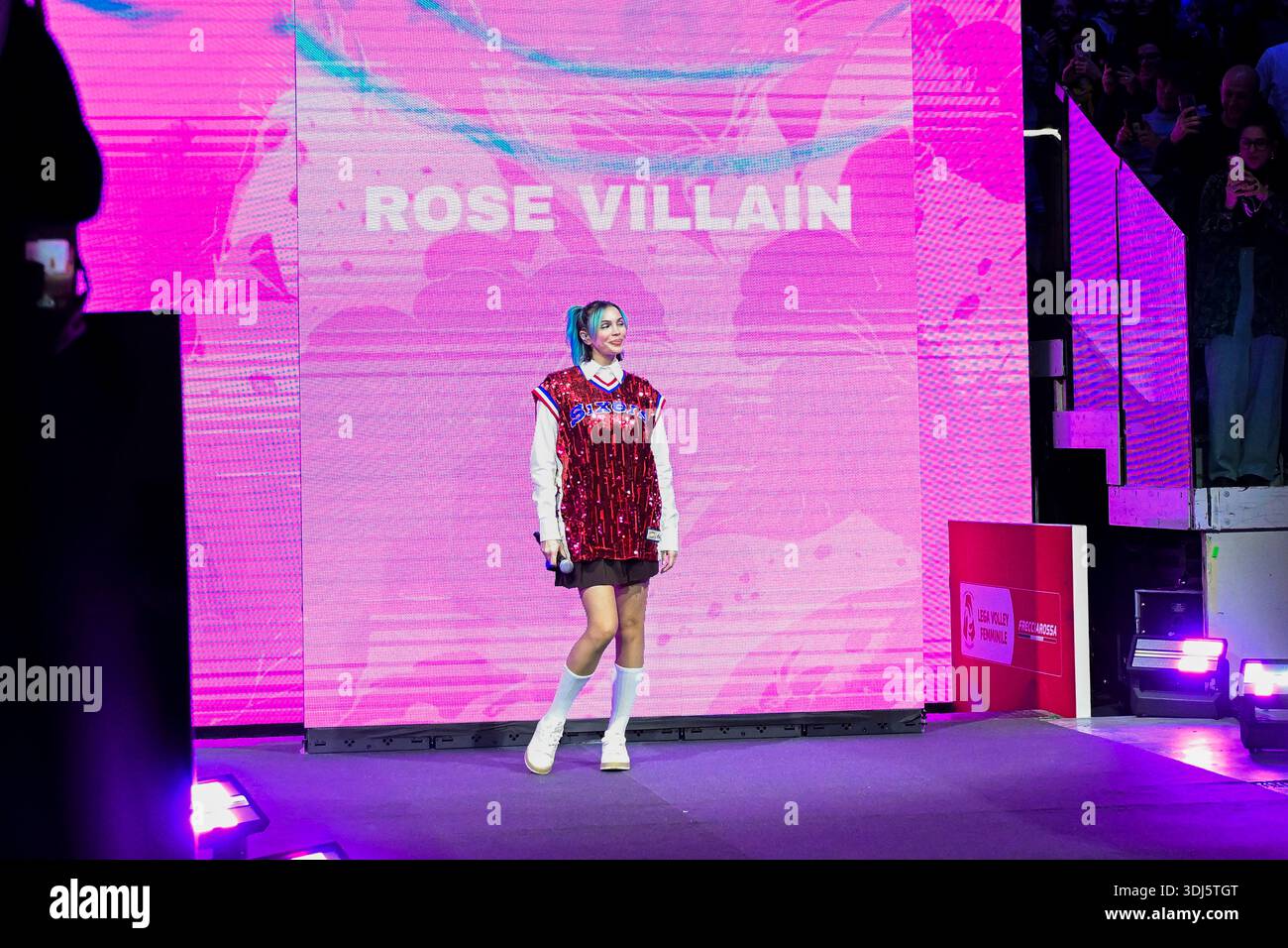 Turin, Italy. January 24, 2026. Special guest Rose Villain sings during ...
