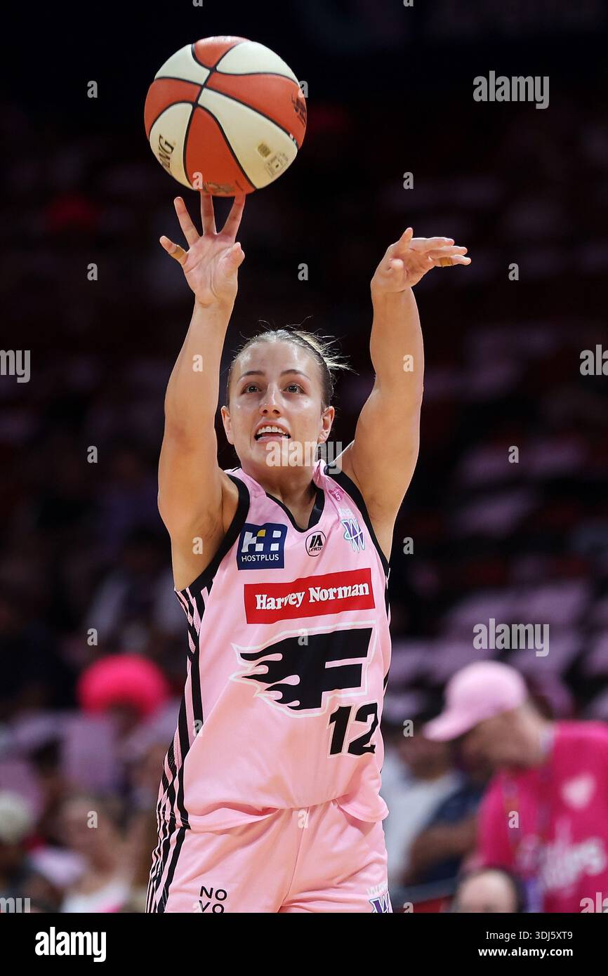 Caitlyn Martin of the Flames shoots during the WNBL Round 15 match ...