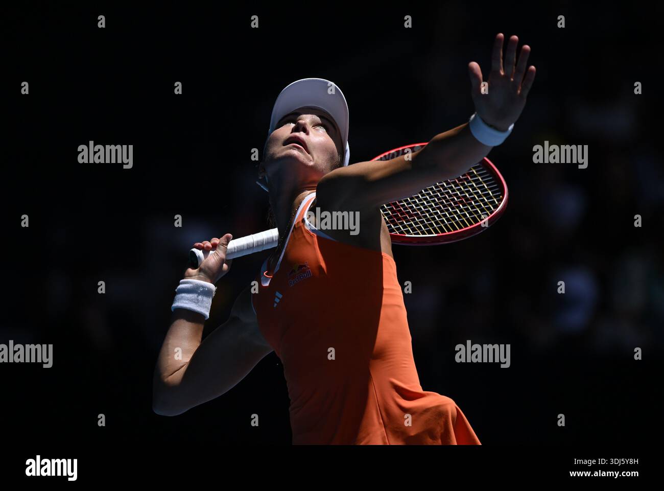 Iva Jovic of the USA prepares to serve during the Women’s 4th round ...