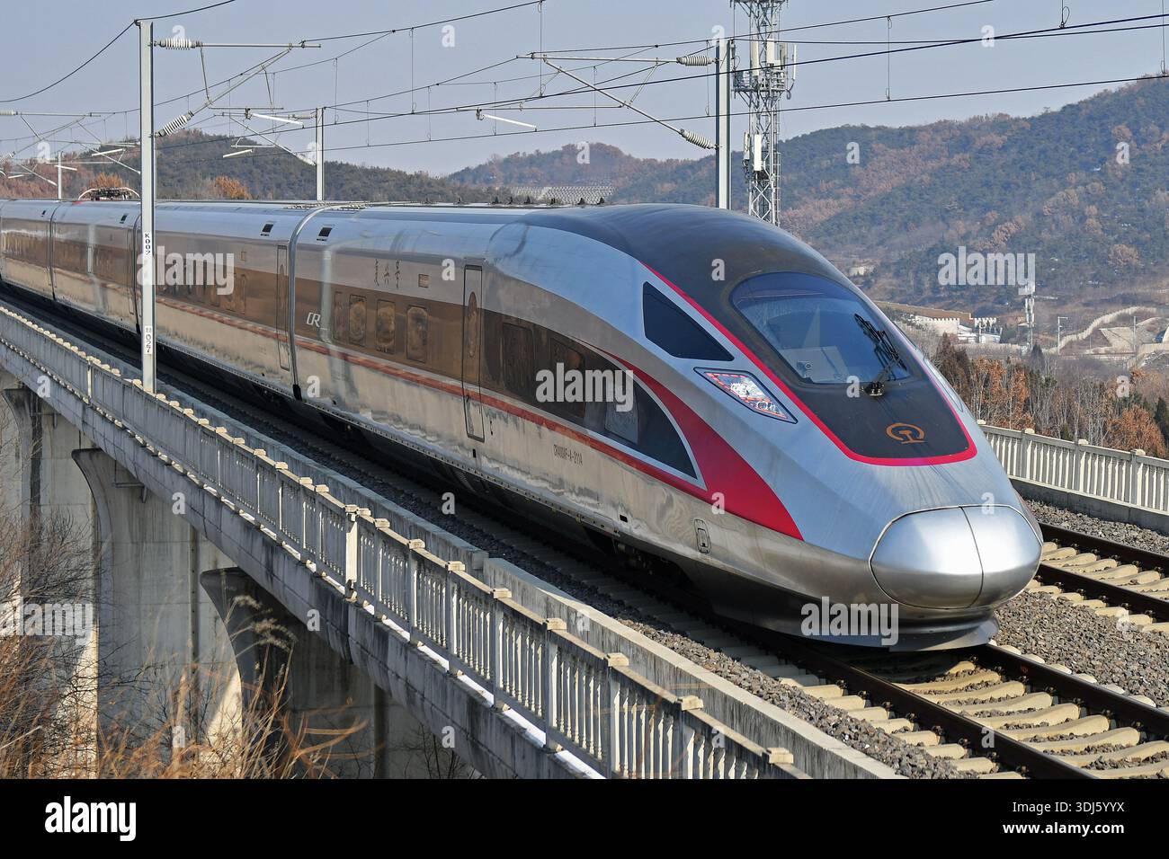 YANTAI, CHINA - JANUARY 25, 2026 - A high-speed train is running in ...