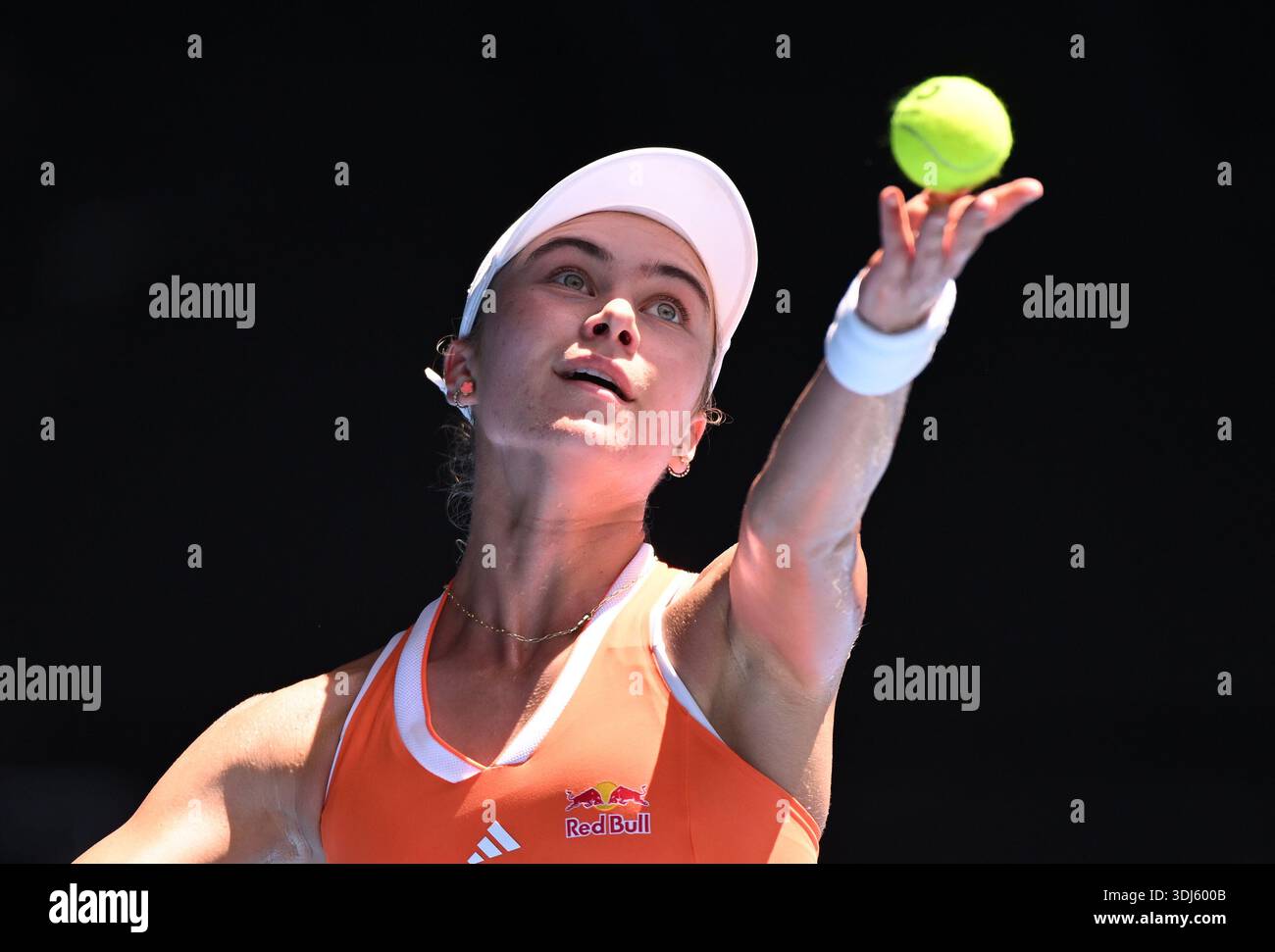 Iva Jovic of the USA prepares to serve during the Women’s 4th round ...