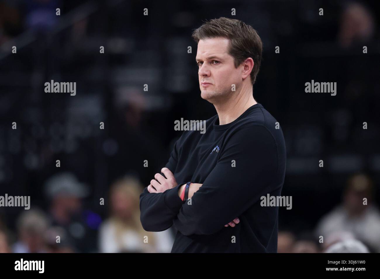 Utah Jazz head coach Will Hardy looks on during the first half of an ...