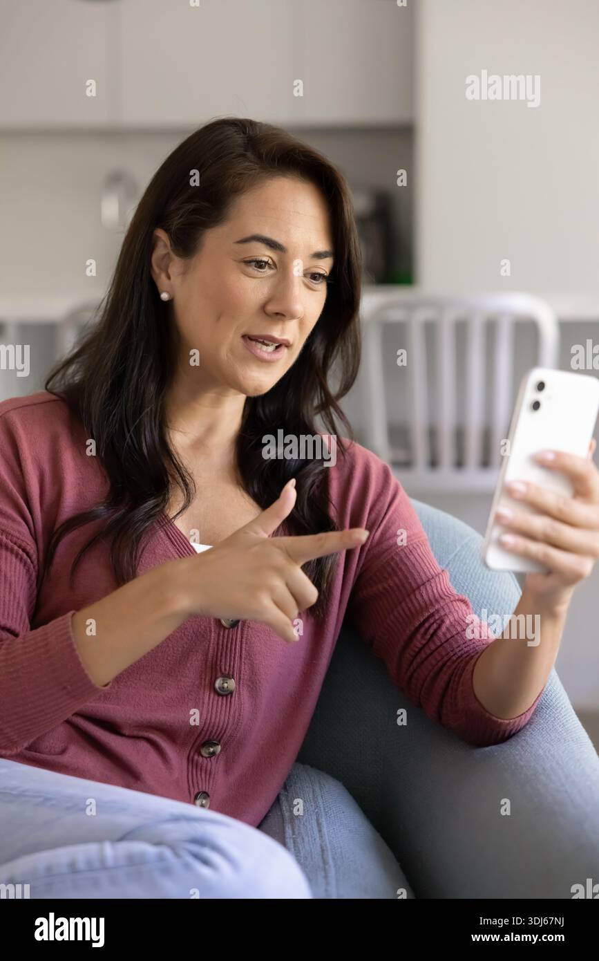 Having online call woman hi-res stock photography and images - Alamy
