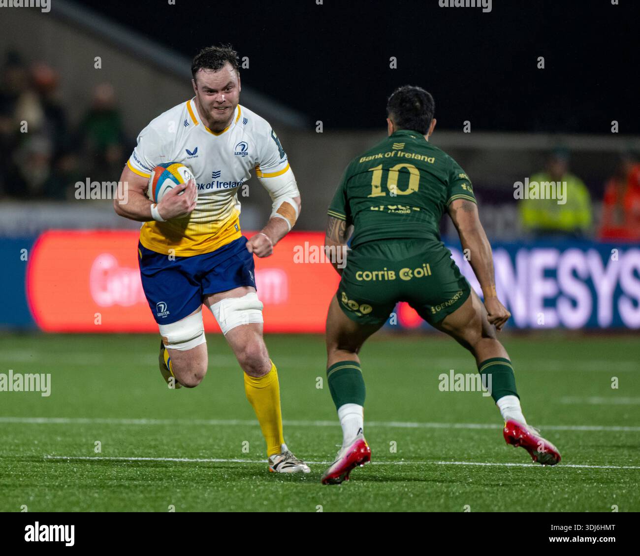 James Ryan of Leinster runs with the ball during the United Rugby ...