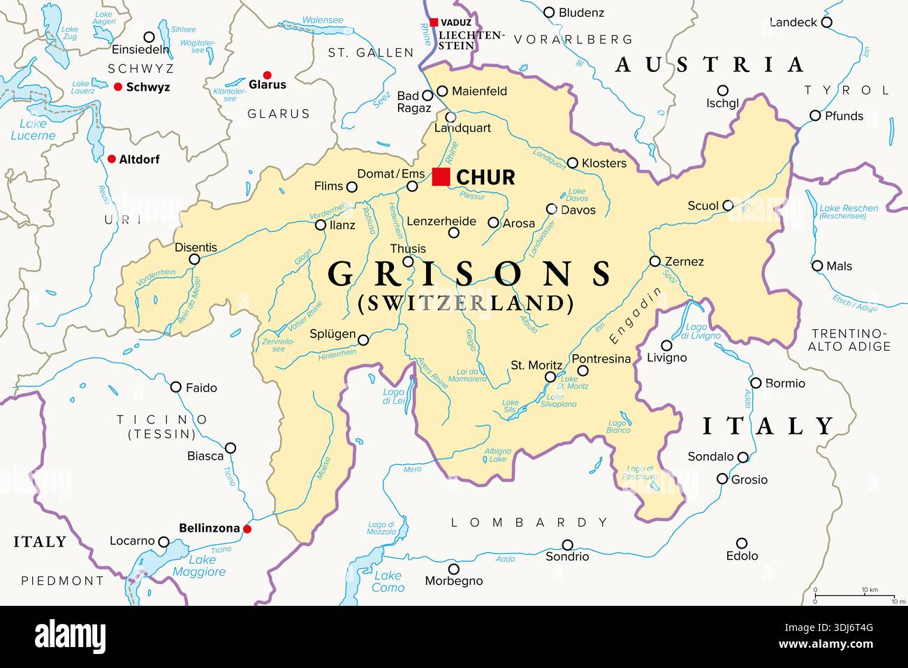 Graubunden silhouette map hi-res stock photography and images - Alamy