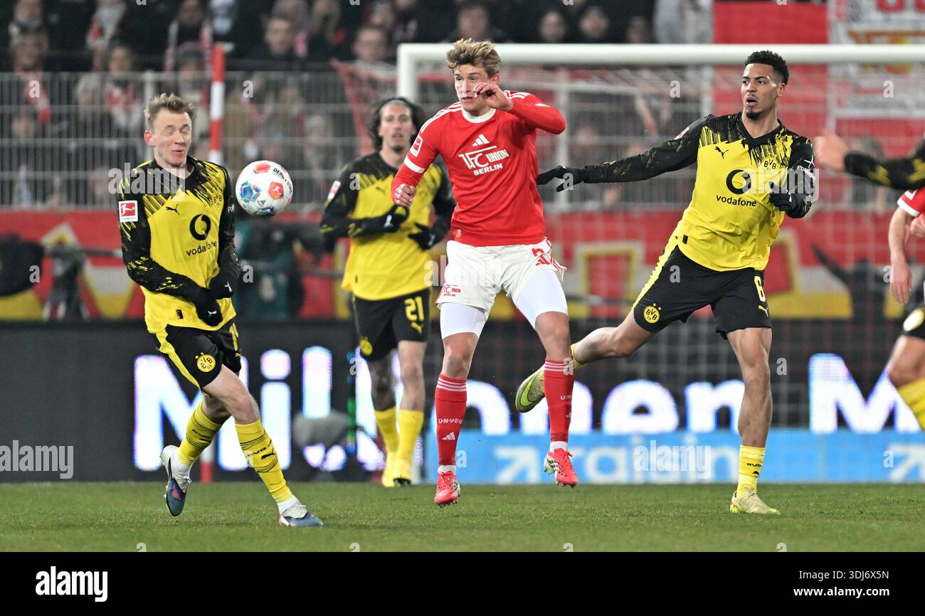 from left: Maximilian Beier, Aljoscha Kemlein (Union), Felix Nmecha ...
