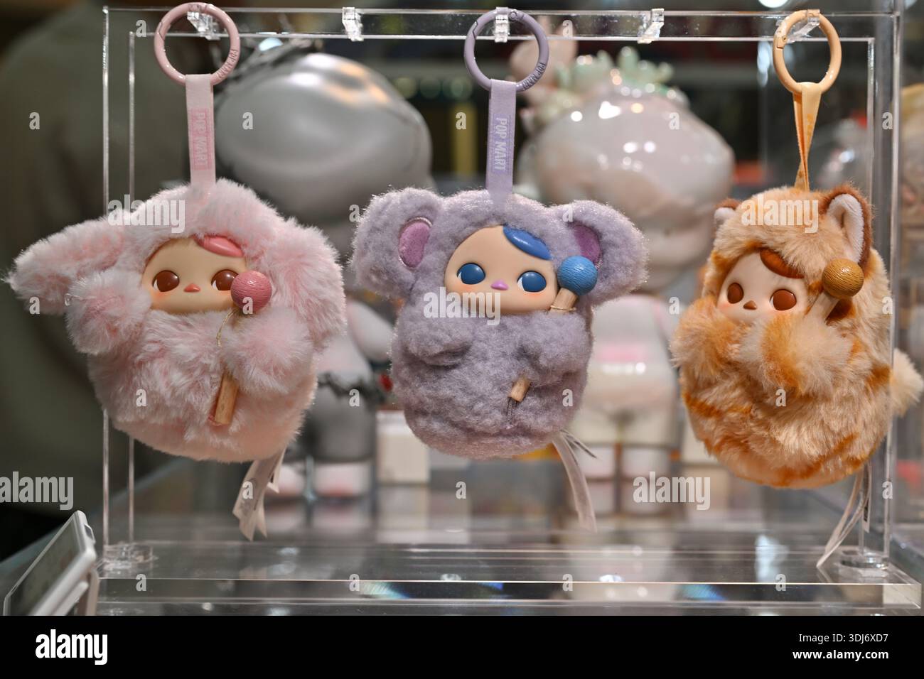 The “PUCKY tap tap babies” dolls display at the POP MART store on ...
