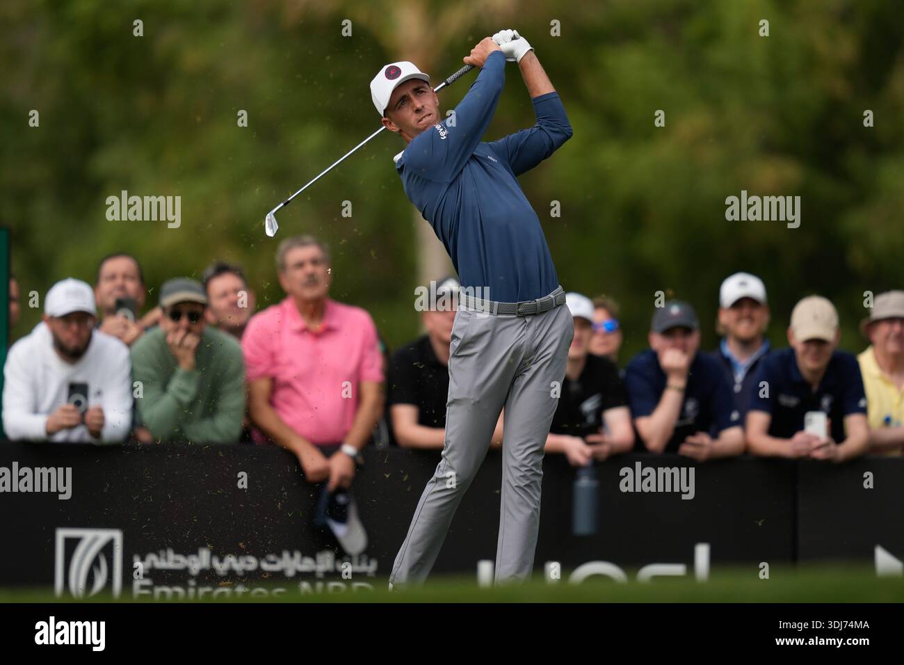 David Puig of Spain tees off at 4th hole during the final round of the ...