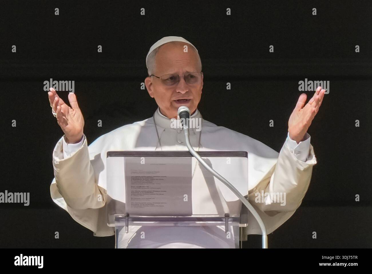 Pope Leo XIV addresses the faithful gathered in St. Peter's Square at ...