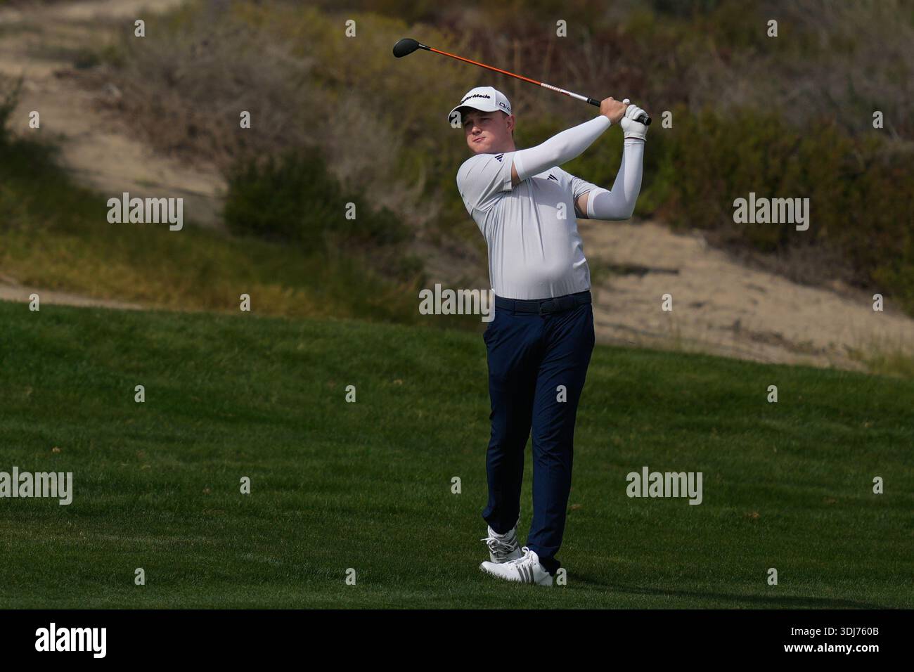 Jayden Schaper of South Africa plays his second shot on the 3rd hole ...
