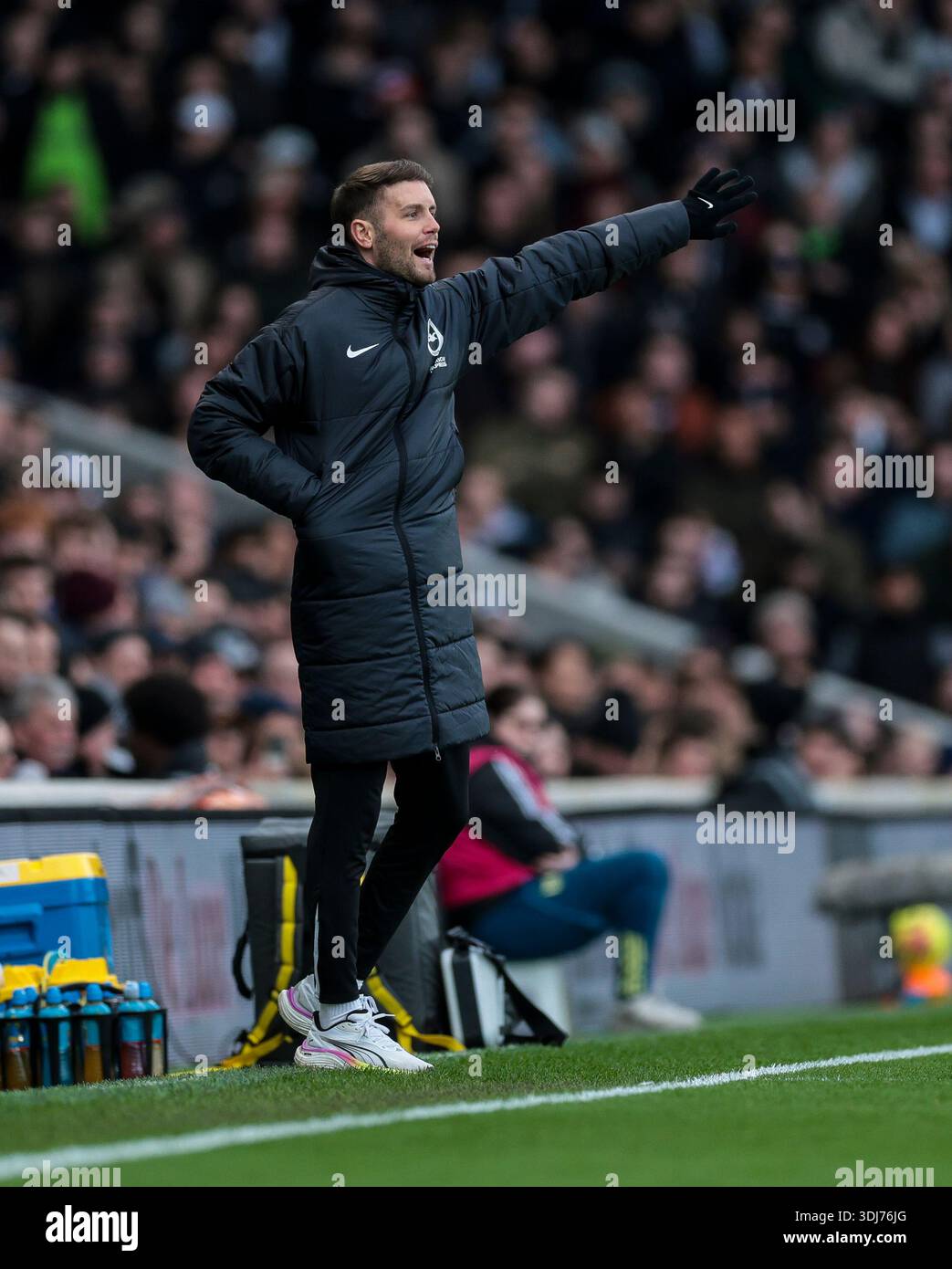 Brighton and Hove Albion manager Fabian Hurzeler gestures on the ...