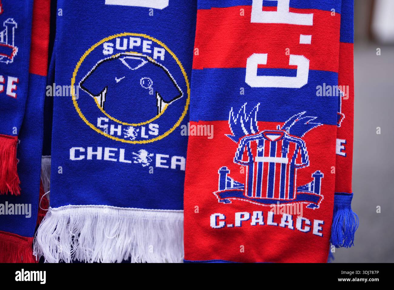 Club scarves at Selhurst Park in London ahead of the Crystal Palace v ...