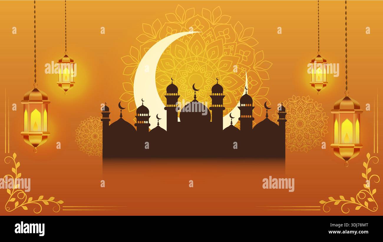 Mosque glowing at night Stock Vector Images - Alamy
