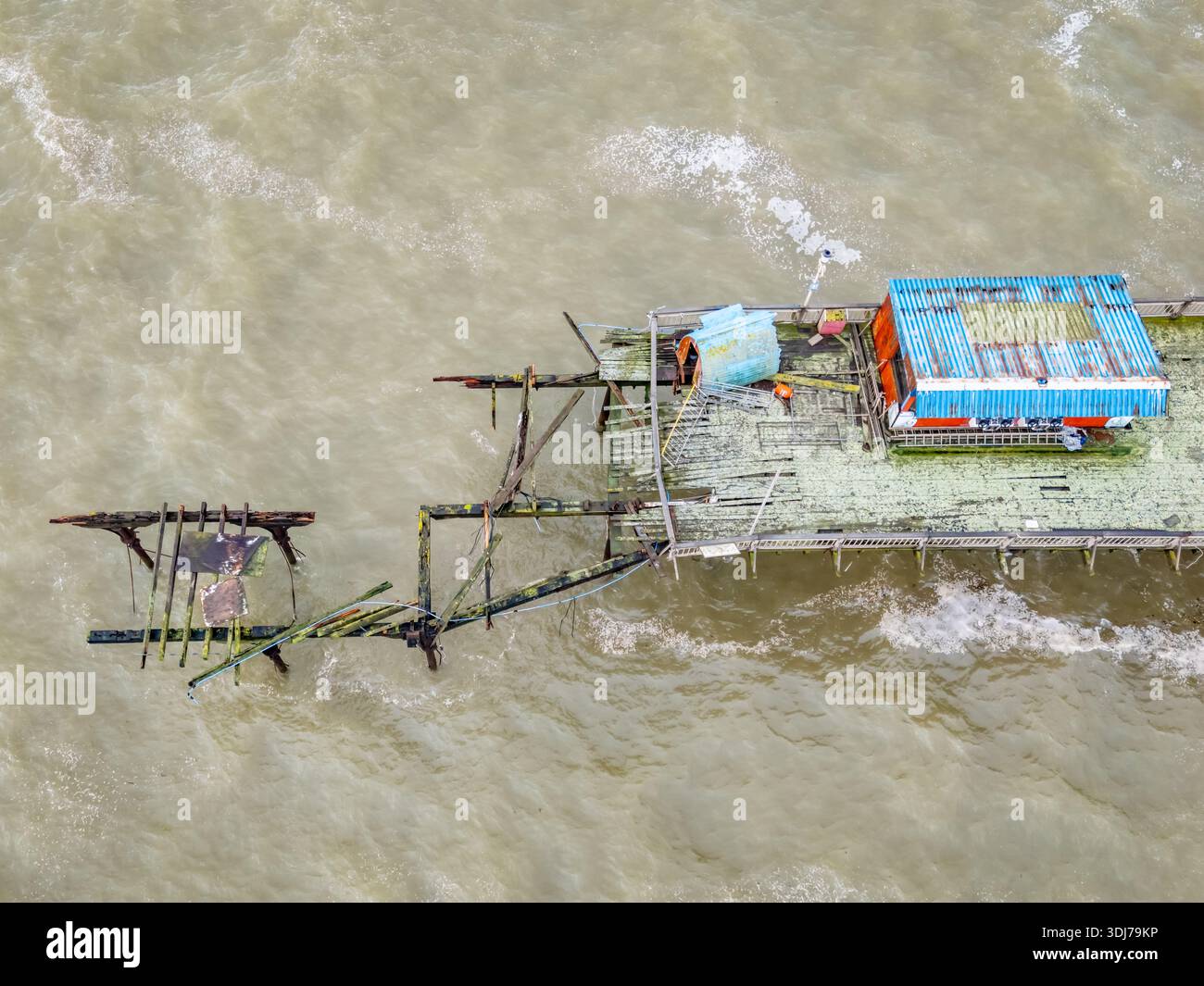 Teignmouth, UK. 25 Jan 2026. Aerial photos of Teignmouth Pier that has ...