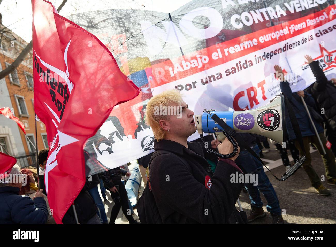 Demonstrators carry a banner with the slogan 'With Venezuela and ...