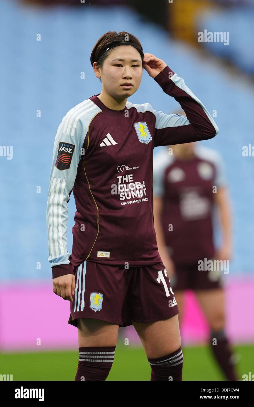 Aston Villa's Maya Hijikata adjusts their hair during the Barclays ...