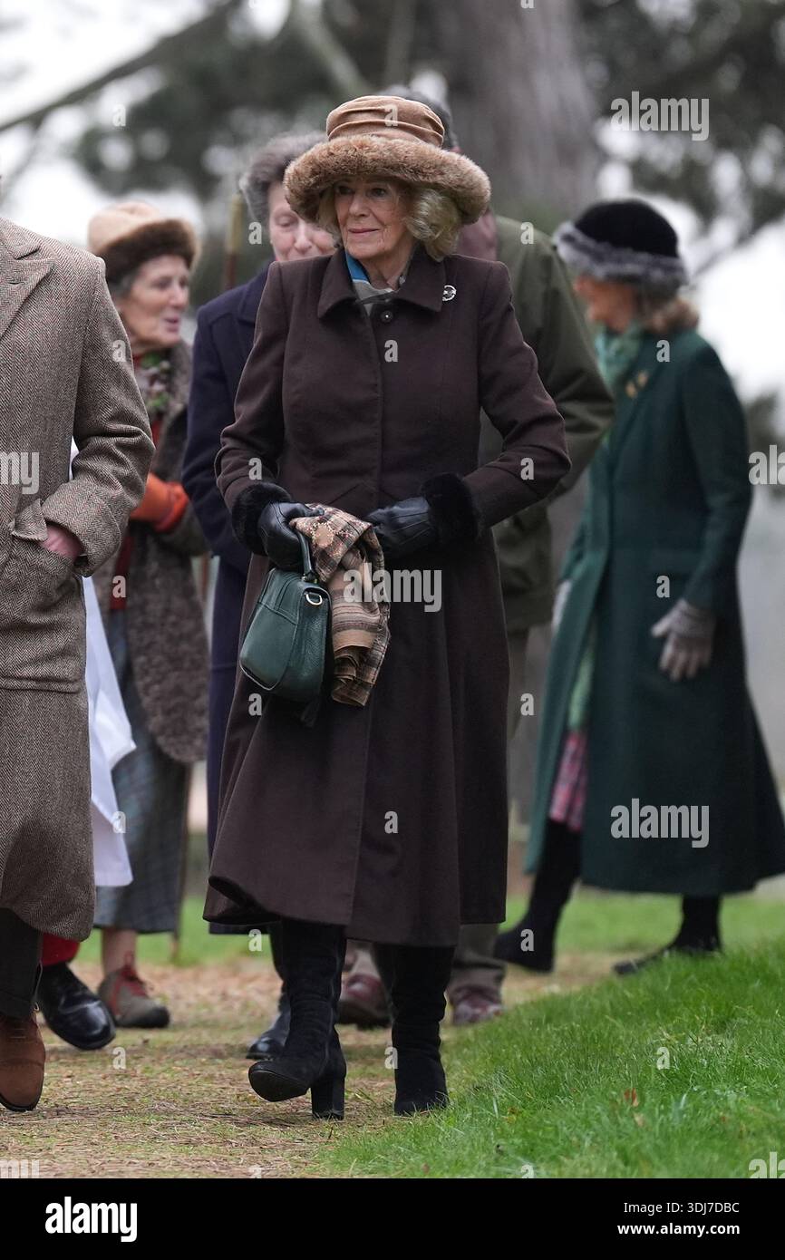 Queen Camiila leaves following the Sunday morning church service at St ...