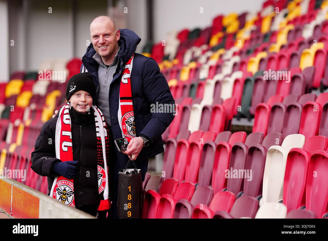 Brentford fans ahead of the Premier League match at the Gtech Community ...
