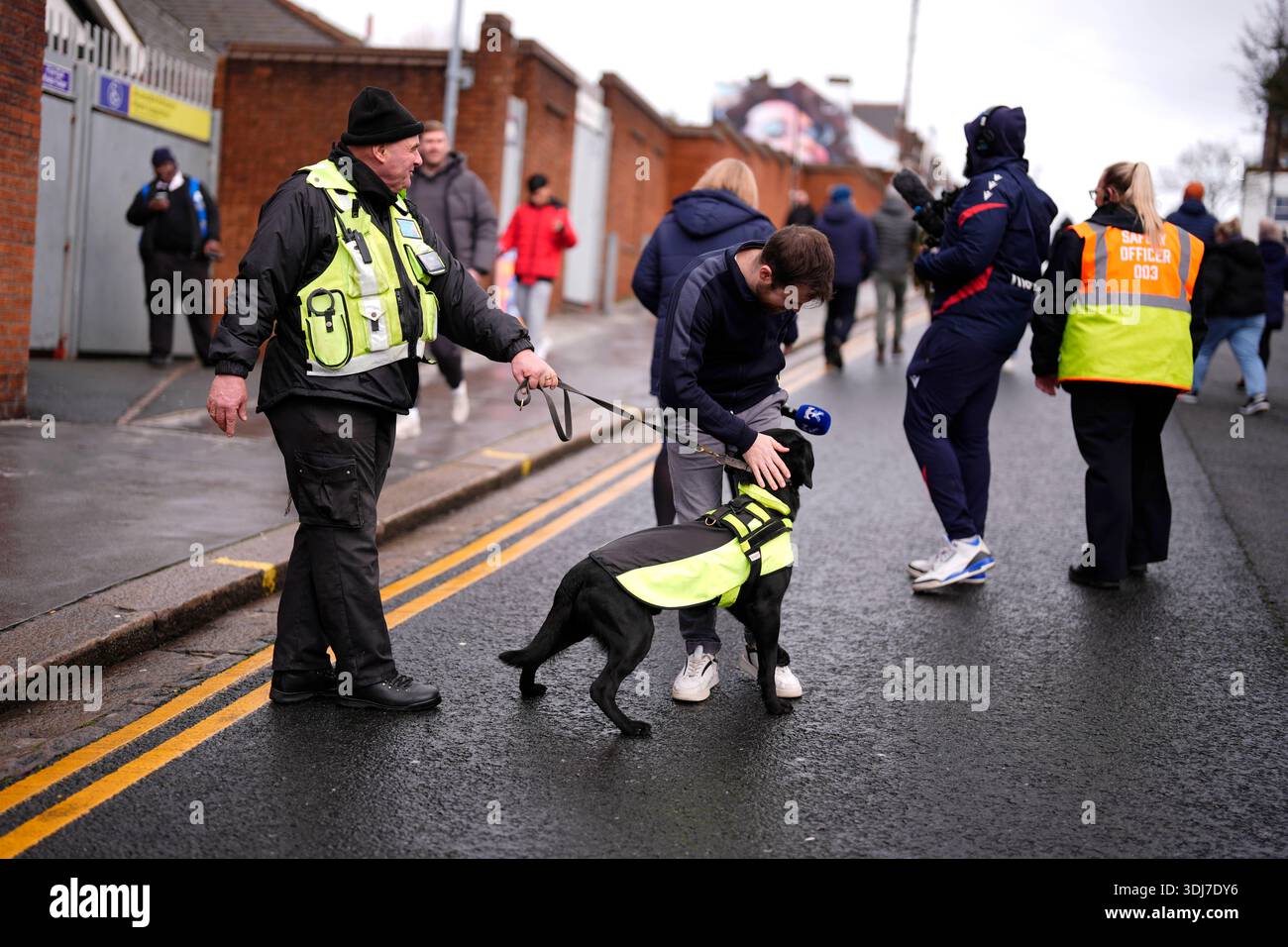 A security dog handler ahead of the Premier League match at Selhurst ...