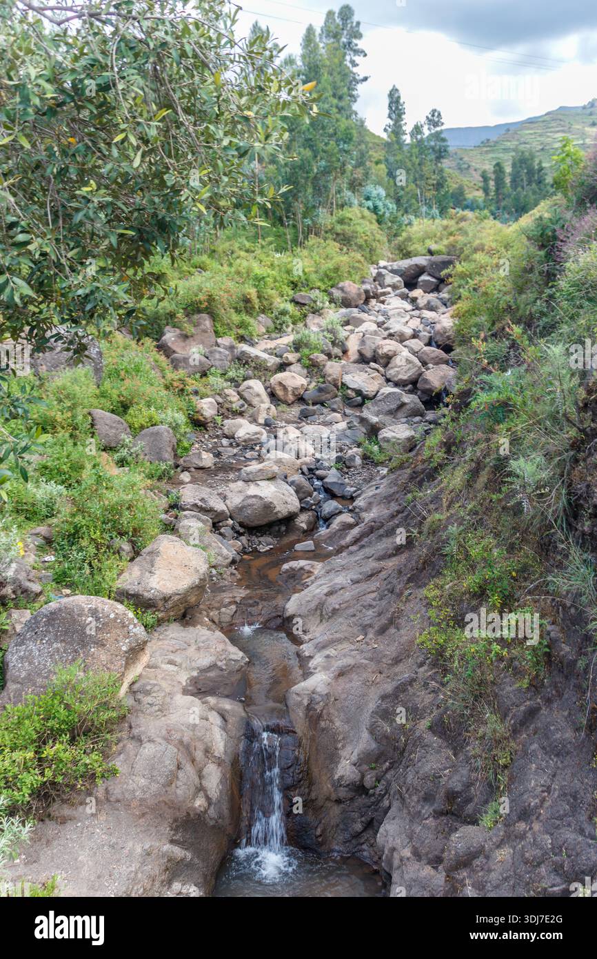 Small Waterfall and Rocky Stream Bed in Rural Ethiopian Highlands Stock ...