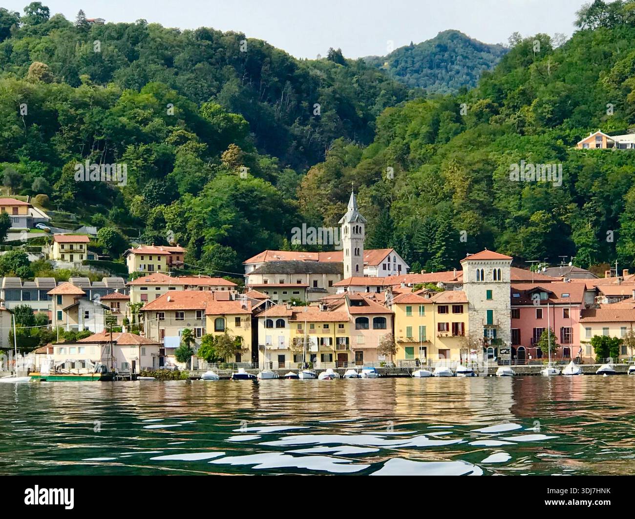 Picturesque village of Pella in northern Italy, photographed from the ...