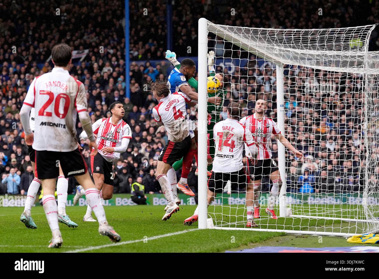 Portsmouth's Ebou Adams scores their side's first goal during the Sky ...
