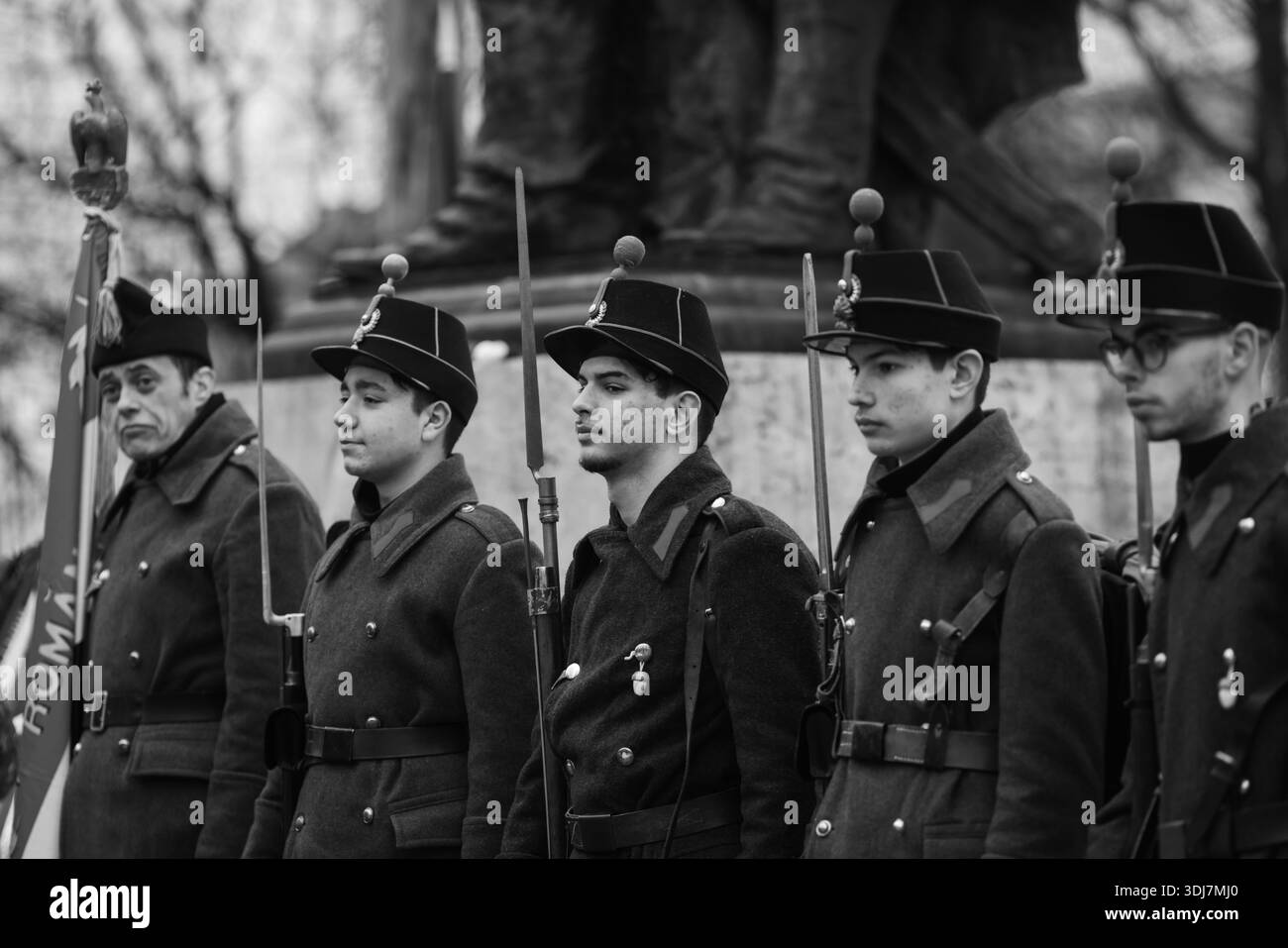 Bucharest, Romania - January 24, 2026: Young men reenacting uniforms of ...