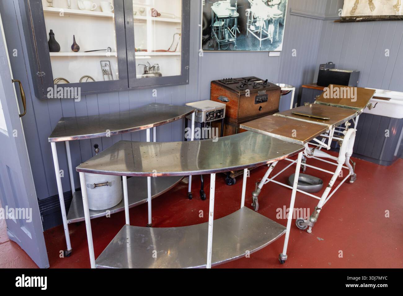 Vintage Surgical Tables Metal Cabinets Medical Museum Interior Stock ...
