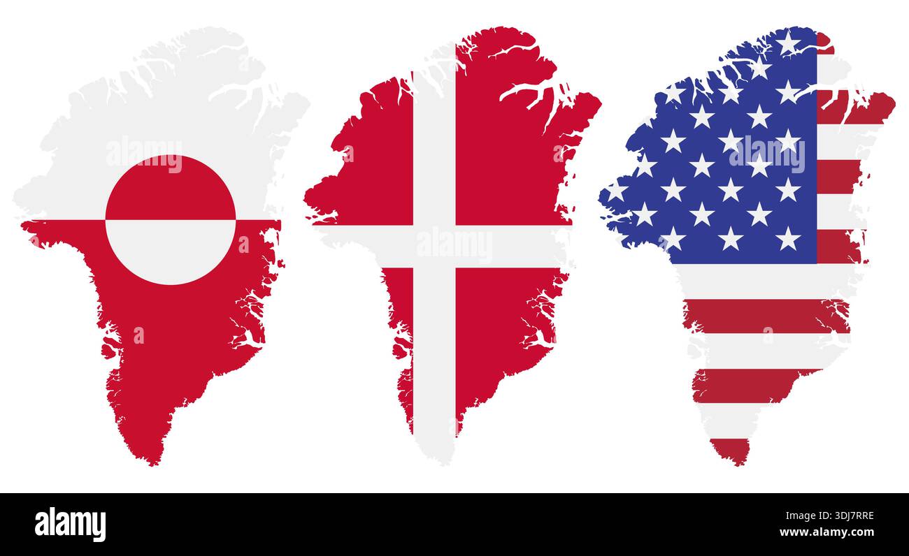 The Greenlandic dispute. A detailed map of Greenland with the American ...
