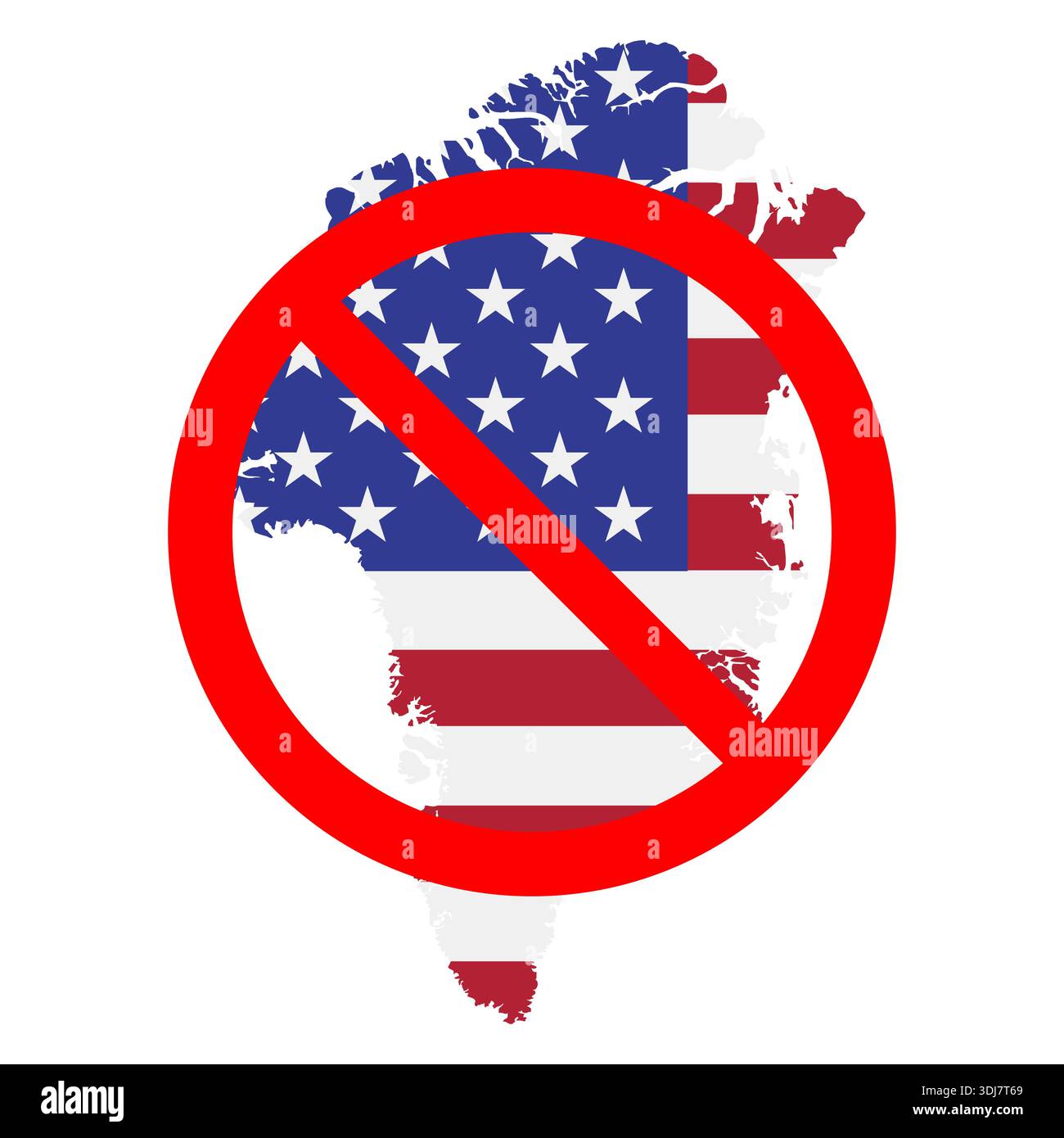 No American occupation of Greenland. Prohibitory sign. Flat vector ...