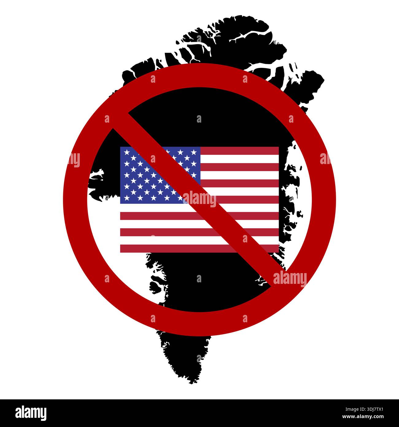 No American occupation of Greenland. Prohibitory sign. Flat vector ...
