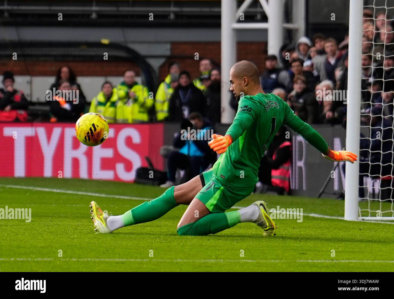 Chelsea goalkeeper Robert Sanchez blocks a shot on goal during the ...