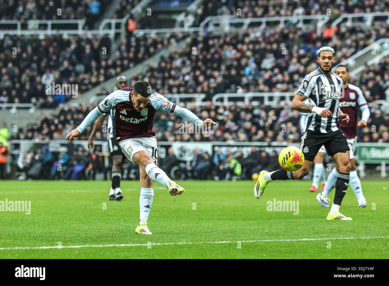 Emi Buendia of Aston Villa scores to make it 0-1 during the Premier ...