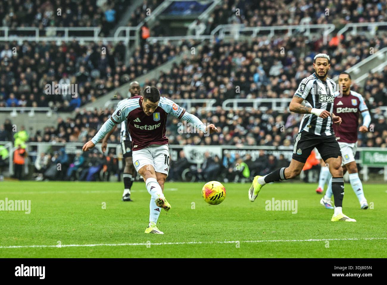 Emi Buendia of Aston Villa scores to make it 0-1 during the Premier ...