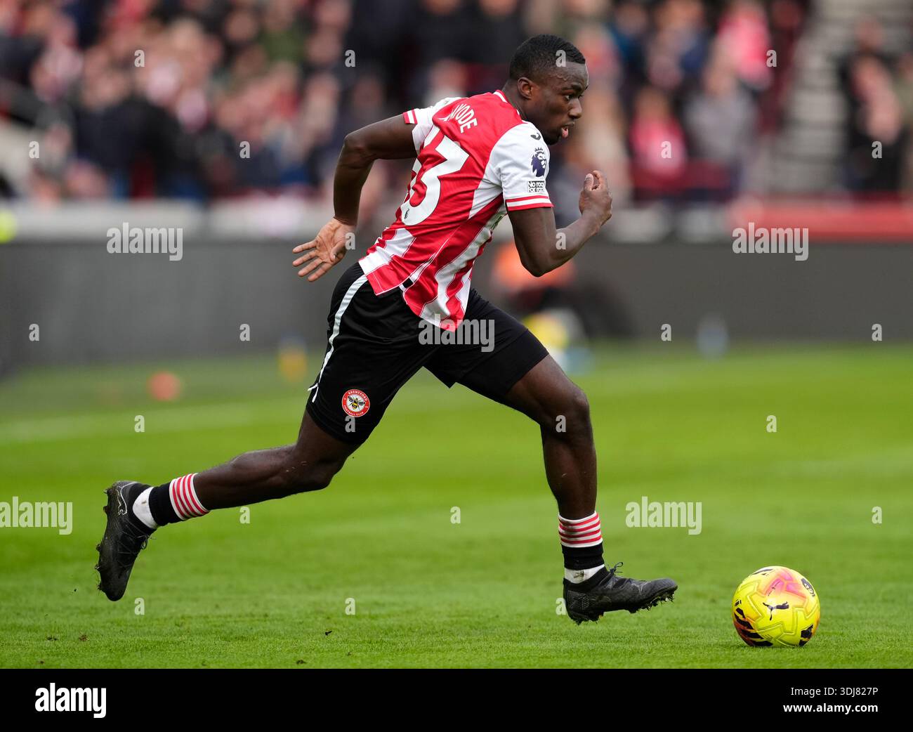 Brentford's Michael Kayode during the Premier League match at the Gtech ...
